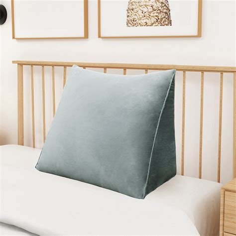 Reading Pillow Back Support Bed Wedge No Button Velvet— Grey Wowmax