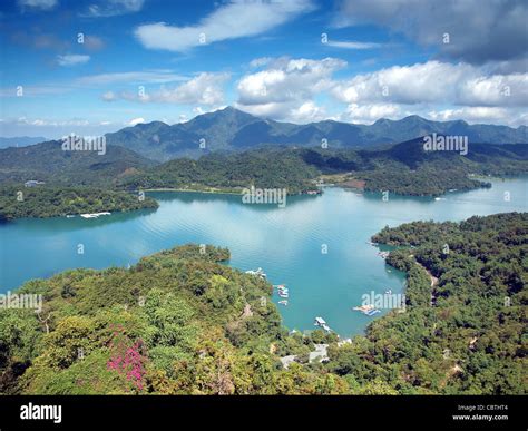 A Panoramic View Of The Beautiful Sun Moon Lake In Southern Taiwan
