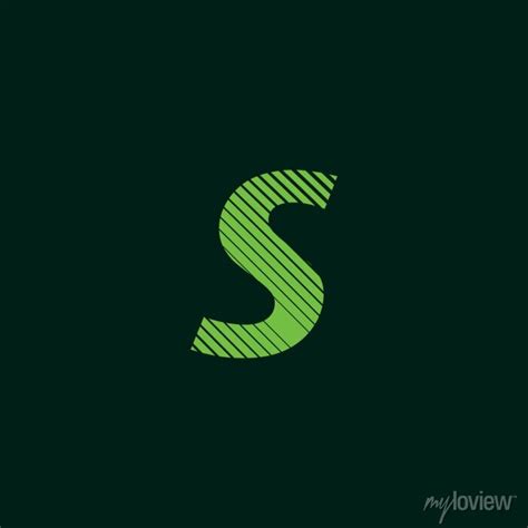 Letter S Cursive Texture In Green Color With Slanted Lines Speed • Wall Stickers Web Vector