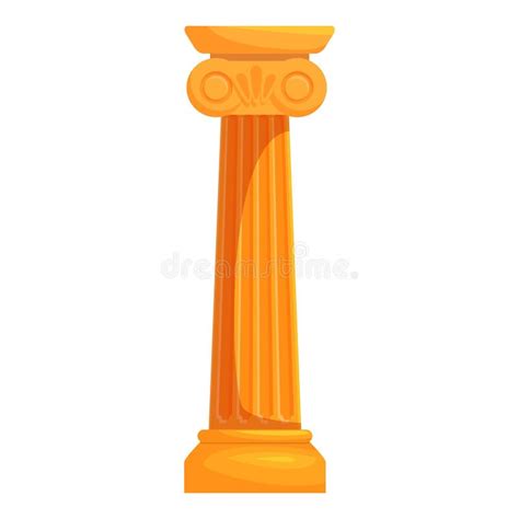 Golden Greek Column Standing Tall On White Background Stock