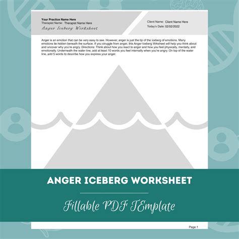 Anger Iceberg Worksheet Editable Fillable Pdf For Counselors