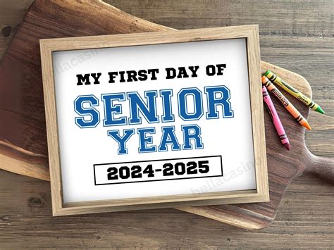 First Day Of Senior Year Printable Sign Instant Digital Download Back