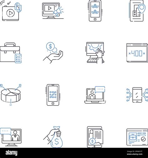 Digital Storefront Line Icons Collection E Commerce Online Shopping Digital Marketplace