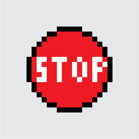 A Pixel Stop Sign On A Gray Background 33207345 Vector Art At Vecteezy