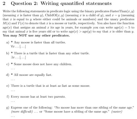 Solved Question Writing Quantified Statements Write The Chegg