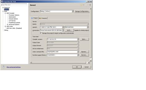 Tms570ls10106 Trouble Viewing General Project Properties Arm Based Microcontrollers Forum