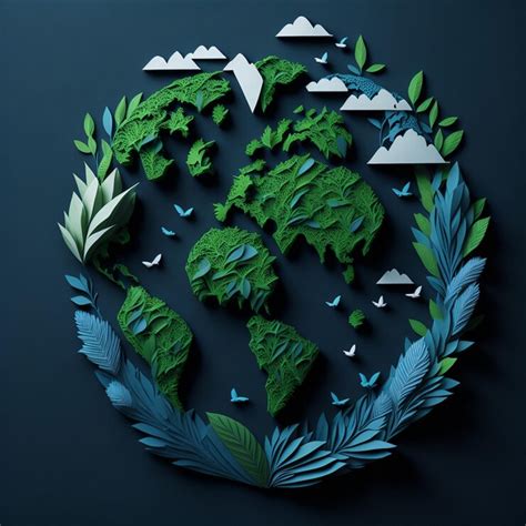 Premium Photo Ecology Concept Map Of The World Made Of Green Leaves