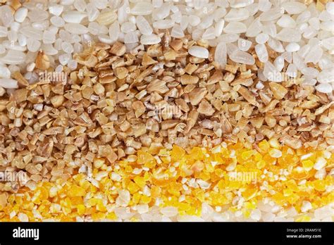 Various Groats Cereals Different Types Of Groats As A Background