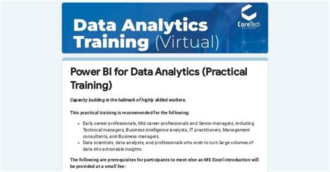 Coretech Agile Limited On Linkedin Power Bi For Data Analytics Practical Training