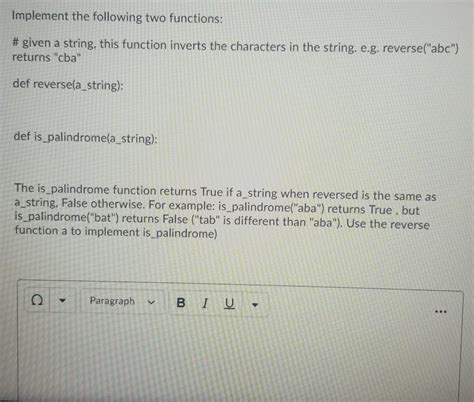 Solved Implement The Following Two Functions Given A
