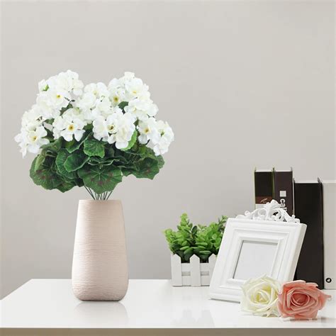 Artificial Begonia Flower Stems Silk Geranium Bouquet For Wedding