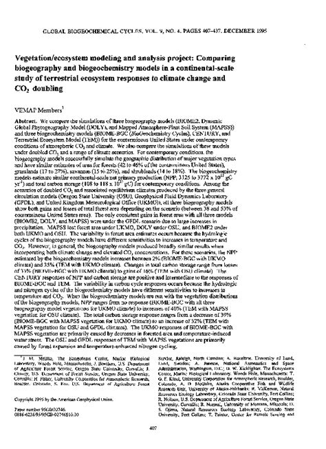 pdf vegetation ecosystem modeling and analysis project comparing
