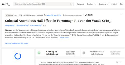 Colossal Anomalous Hall Effect In Ferromagnetic Van Der Waals Crte 2 Scite Report