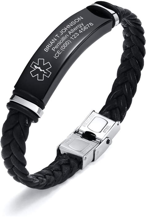 Mealguet Mens Medical Alert Bracelet Personalized Free