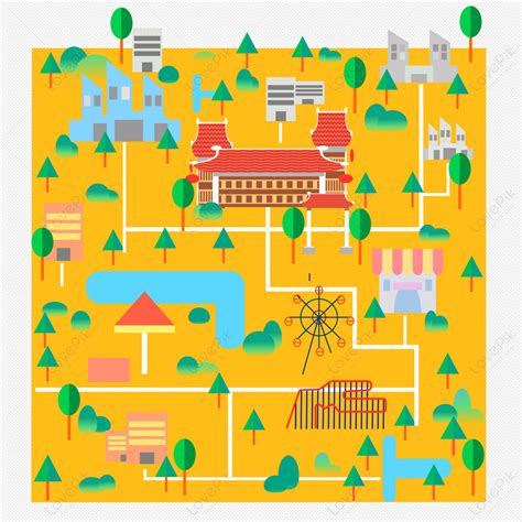 도시 생활 풍경보기 평면 그림 Png 일러스트 무료 다운로드 Lovepik