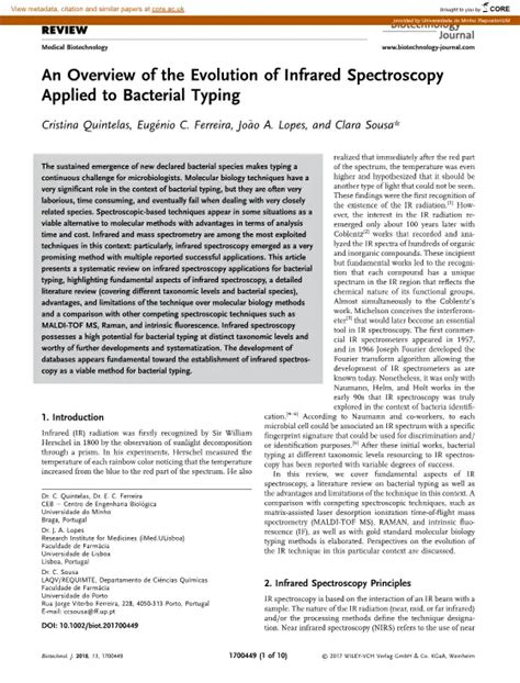 An Overview Of The Evolution Of Infrared Spectroscopy Applied To Bacterial Typing Docslib
