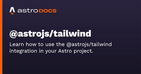 Astrojs Tailwind 🚀 Astro Documentation