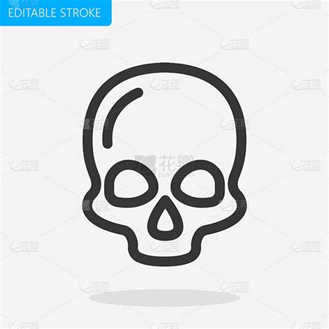 骷髅死亡图标像素完美可编辑的描边矢量