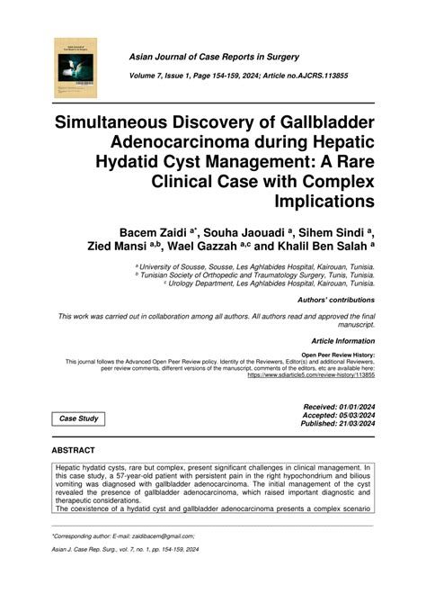 Pdf Simultaneous Discovery Of Gallbladder Adenocarcinoma During Hepatic Hydatid Cyst