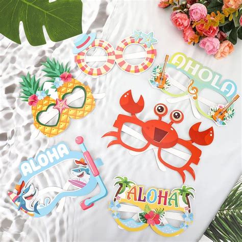 Luau Party Glasses Funny Hawaiian Paper Glasses Tropical Fancy Dress