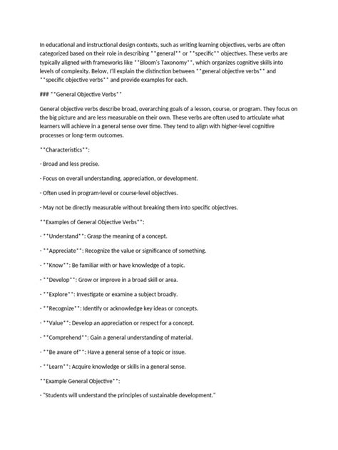 General Objective And Specific Objective Pdf Knowledge Learning
