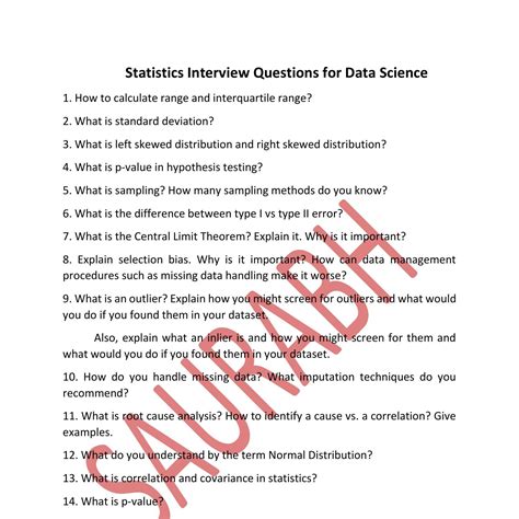 Statistics Interview Questions For Data Sciencepdf Docdroid