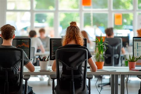 Premium Photo Young Professionals Focused On Their Computer Screens