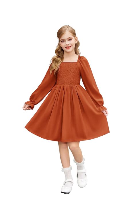 Arshiner Girls Black Dress Long Sleeve Twirly Funeral Church Tween Fall