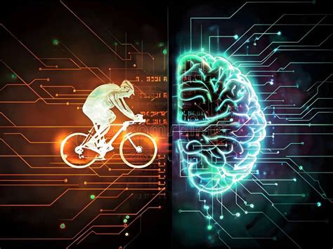 Abstract Brain Split Into Two Halves One Side Athletic Motion The