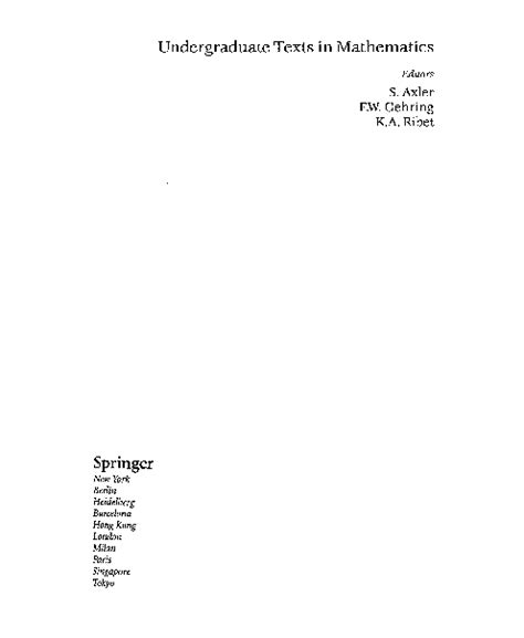 Pdf Undergraduate Texts In Mathematics Editors Undergraduate Texts In