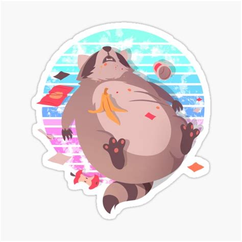 Raccoon In The Garbage Sunset Chubby Racoon Sticker For Sale By