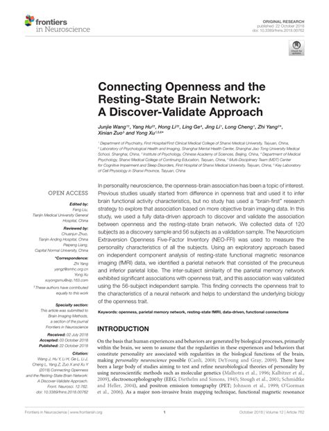 pdf connecting openness and the resting state brain network a