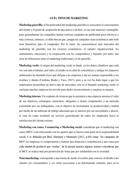 Guía Tipos De Marketing Pdf Marketing Business