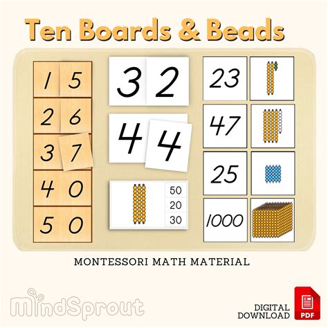 Ten Boards Ten Beads Colored Square Colored Cube Montessori Math