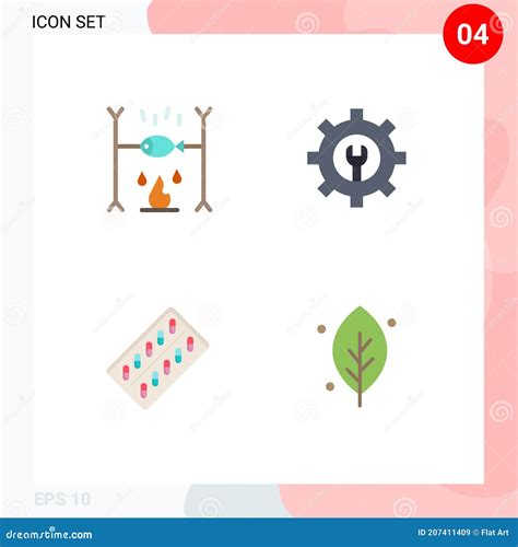 4 Universal Flat Icons Set For Web And Mobile Applications Dinner