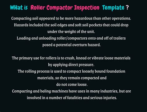 Roller Compactor Inspection Checklist Health And Safety Machinery Inspection Site Machine