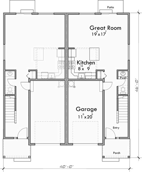 Duplex House Plan Zero Lot Line Townhouse D 637