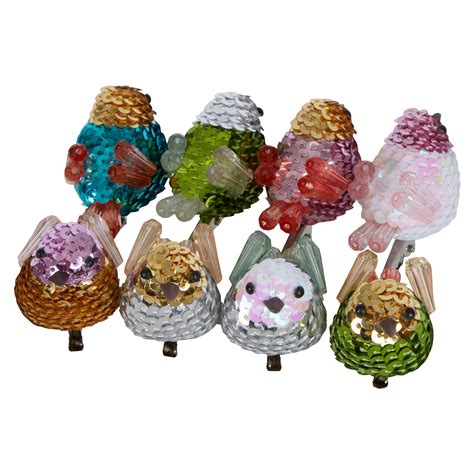 Sequinned Sweetie Birds Multicolour Sequin Box Of 8 Papier Damour