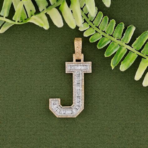 1 77 Carat Diamond J Initial Letter Pendant Two Tone Round And