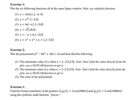 Solved Exercise Plot The Six Following Functions All In Chegg Com