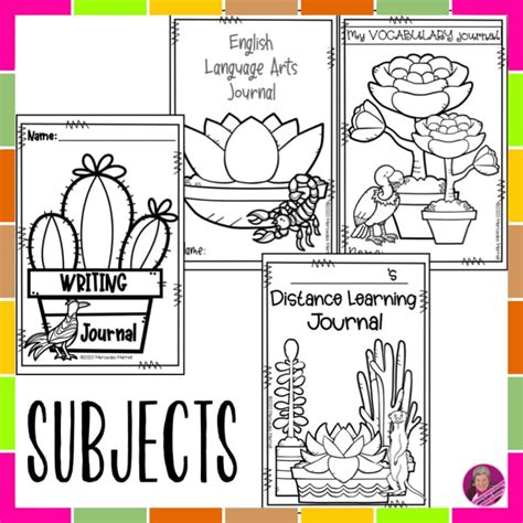 Cactus Animal Theme Journal Covers By Mercedes Merrell Tpt