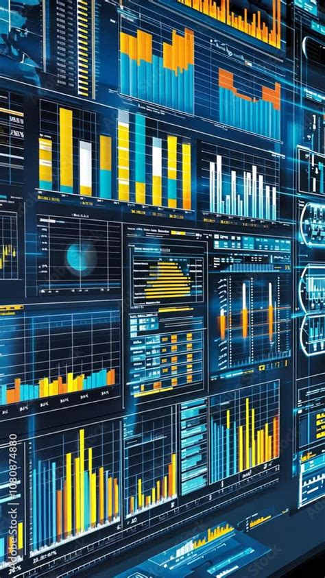 A Computer Screen Displays Various Data Visualizations Including Bar Graphs Pie Charts And
