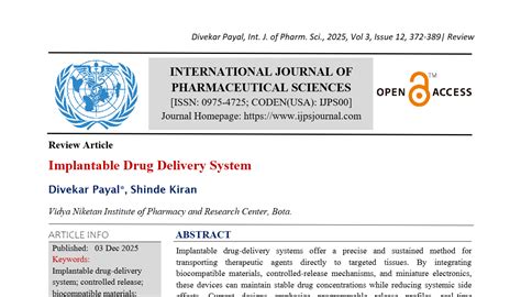 Implantable Drug Delivery System
