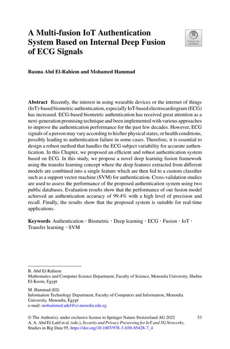Pdf A Multi Fusion Iot Authentication System Based On Internal Deep Fusion Of Ecg Signals