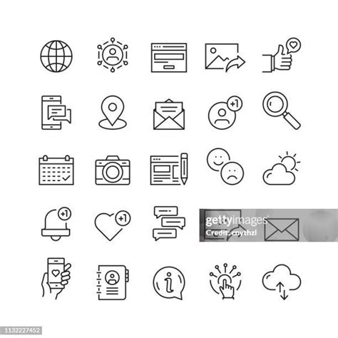 Social Media Icons Outline High Res Illustrations Getty Images