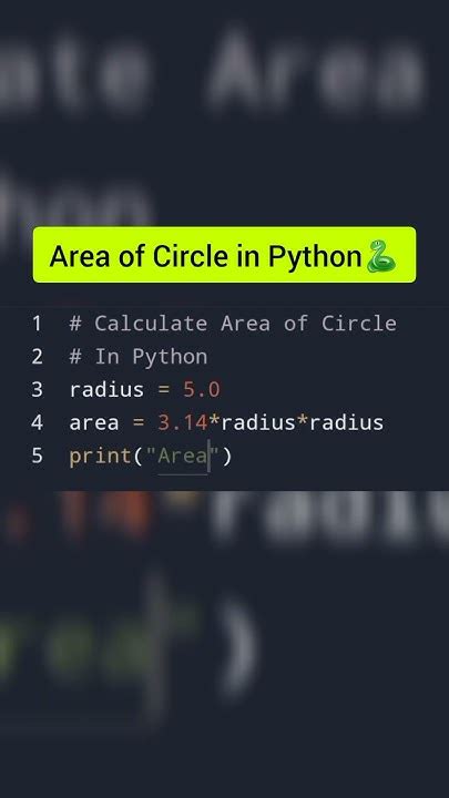 Calculating Area Of Circle In Python🐍python Youtube