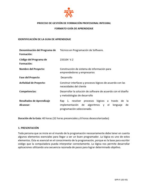 Guia 03 Lógica De Programación Y Algoritmos Pdf Algoritmos Programa De Computadora