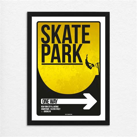 Skate Park Sign Skateboarding Skate Park Poster Etsy