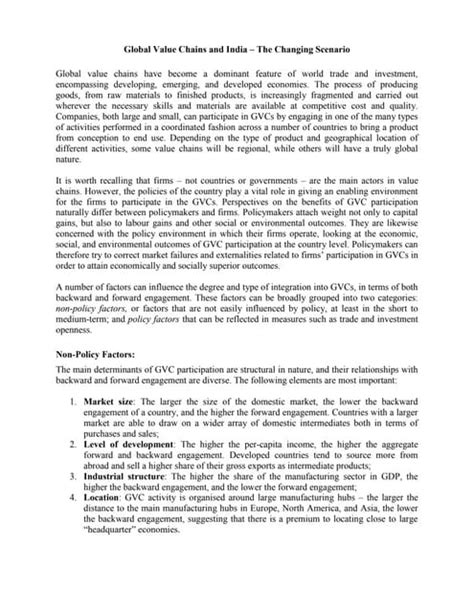 Global Value Chains And India Pdf