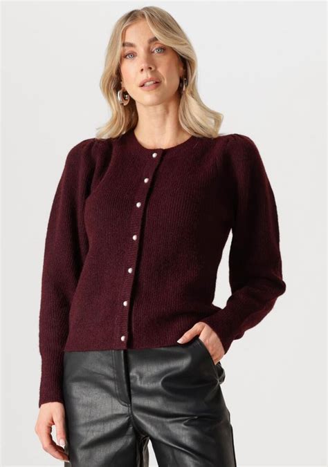 Neo Noir Nuna Knit Cardigan Truien And Vesten Dames Sweater Hoodie Vest Bordeaux Bol